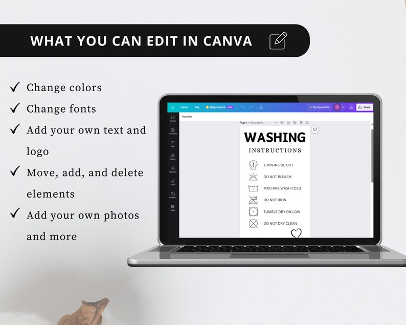 Washing Instructions Card Washing Care Card Printable Tshirt - Etsy