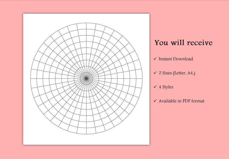 Polar Graph Paper Printable. Circular Graph Paper Notebook. Polar Graph ...