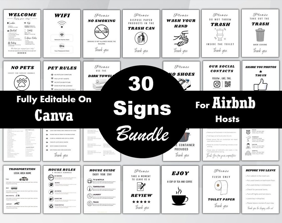 Airbnb Sign Bundle Editable. Airbnb Welcome Signs Template. VRBO ...