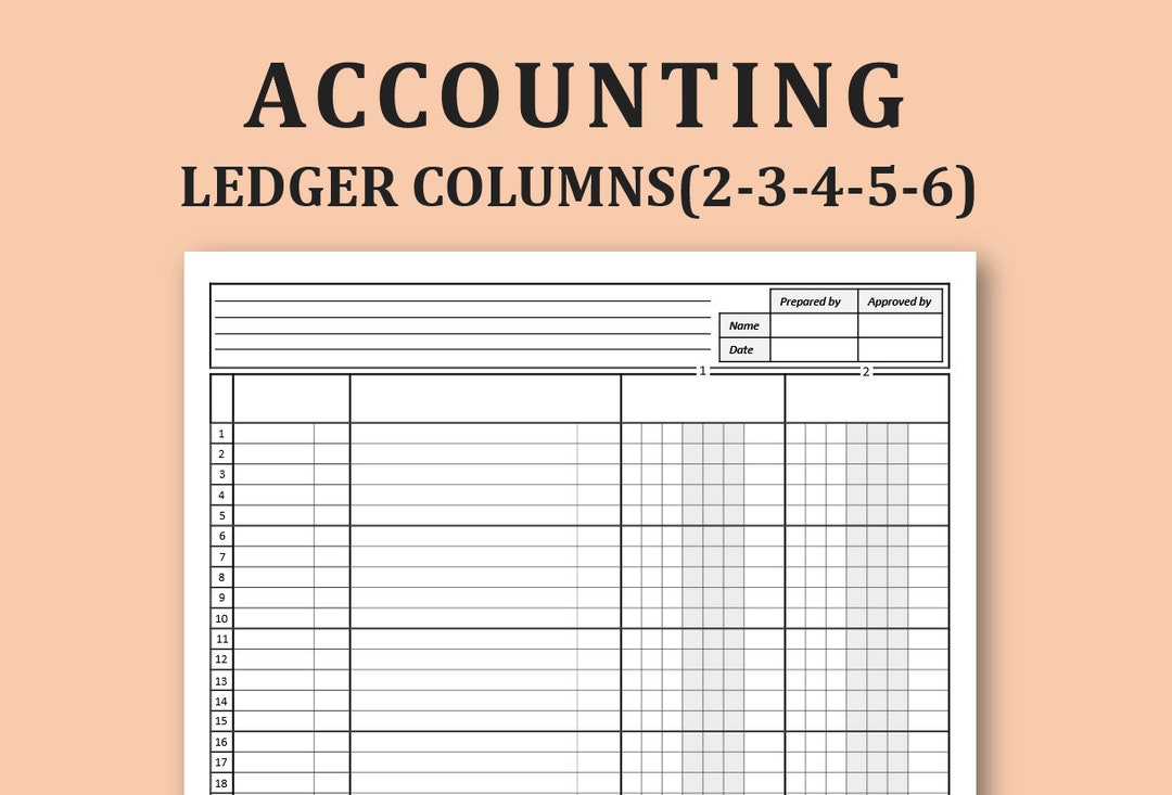 Accounting Ledger Book Column. Printable Columnar Paper. Digital Ledger Paper. Printable PDF ...