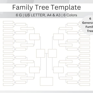 6 Generations Family Tree Templates. Family Tree Chart. Printable for ...