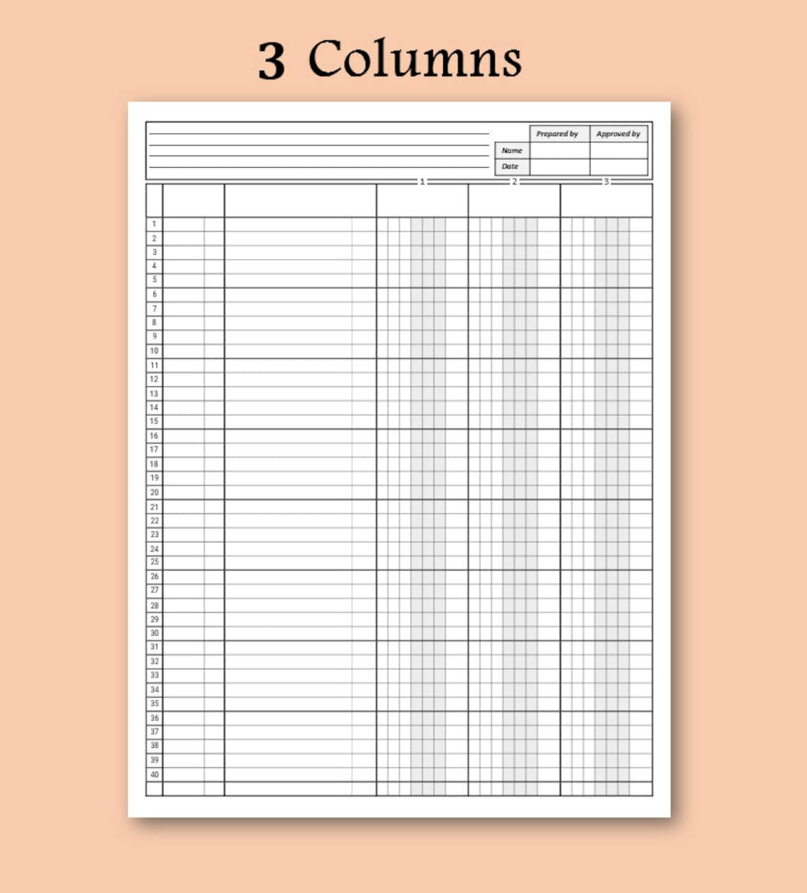 Accounting Ledger Book Column. Printable Columnar Paper. - Etsy