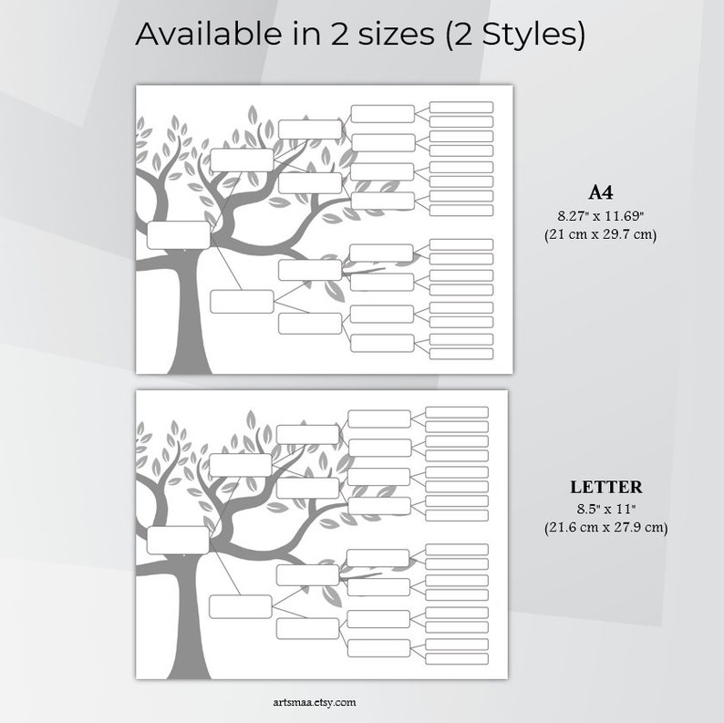 Family Tree Chart. Printable Family Tree Templates. Digital Pedigree ...