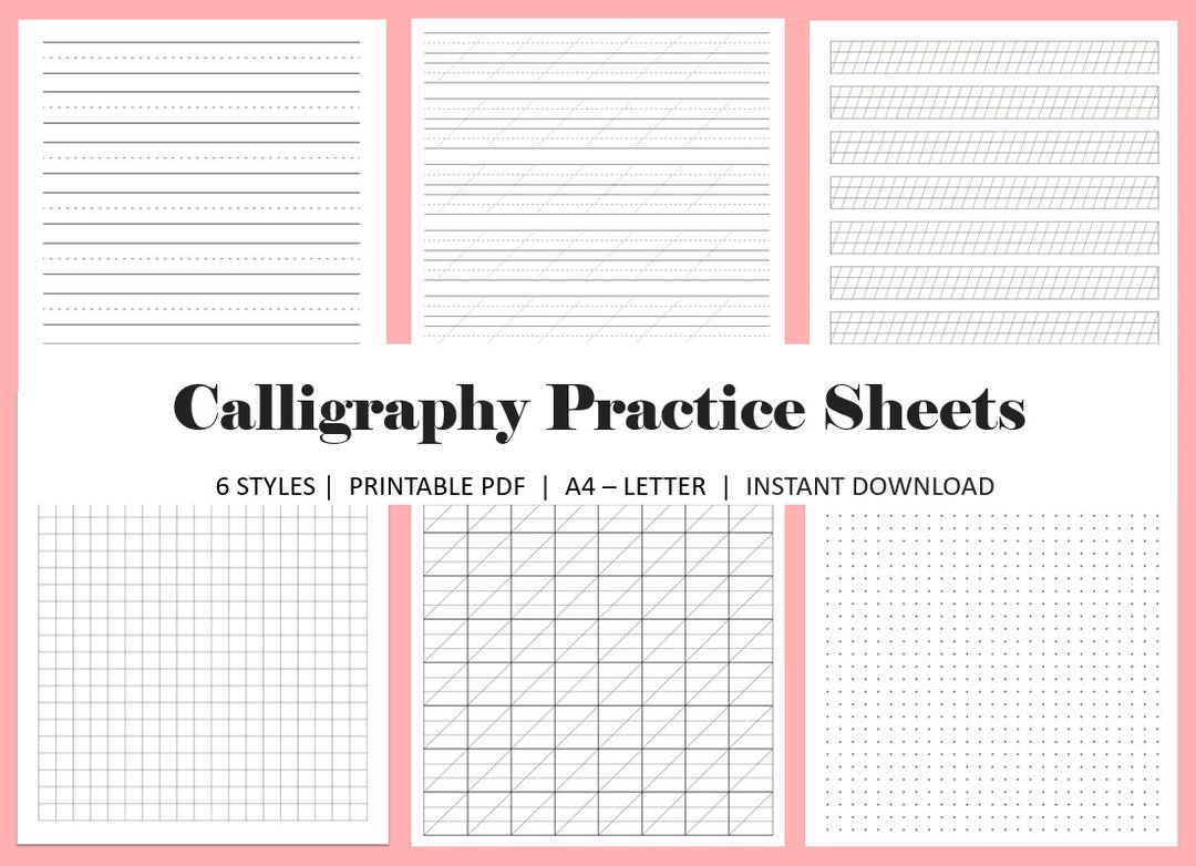 Calligraphy Practice Sheets Templates, Calligraphy Handwriting Paper ...