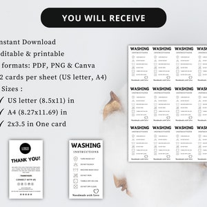 Washing Instructions Card Washing Care Card Printable Tshirt - Etsy