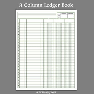 3 Column Ledger Book Printable Account Ledgers Accounting Ledger ...