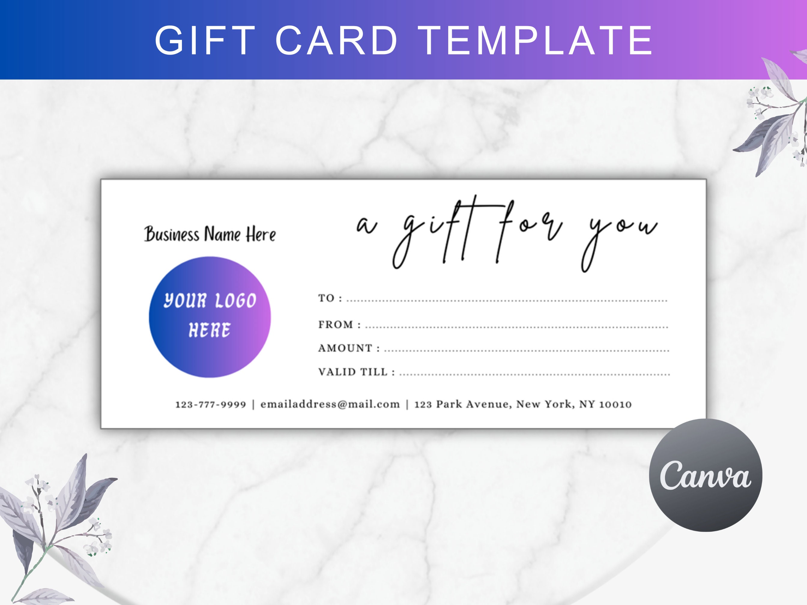 Printable Gift Certificate, Gift Certificate Template, DIY Gift ...