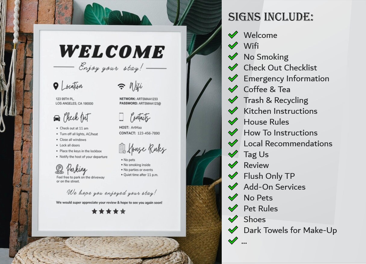Airbnb Sign Bundle Editable. Airbnb Welcome Signs Template. VRBO ...