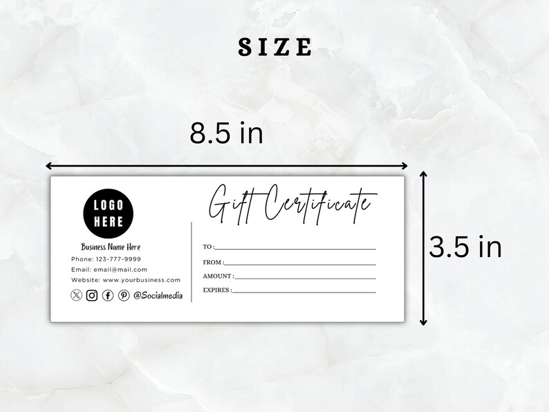 Gift Certificate Template. Editable Gift Card. Printable Gift - Etsy
