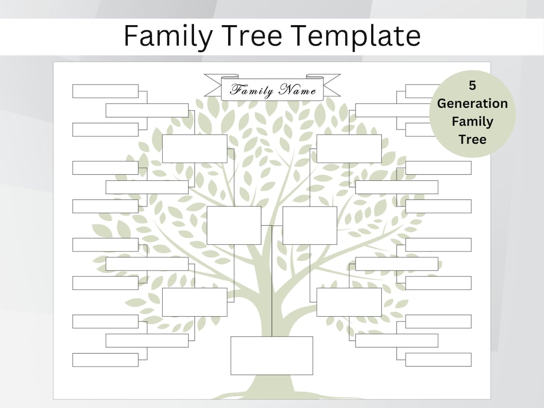 Gráfico de árbol genealógico de 5 generaciones. Plantillas de árboles genealógicos imprimibles ...