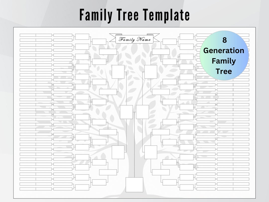 8 Generation Family Tree. Family Tree Chart. Printable Family Tree ...