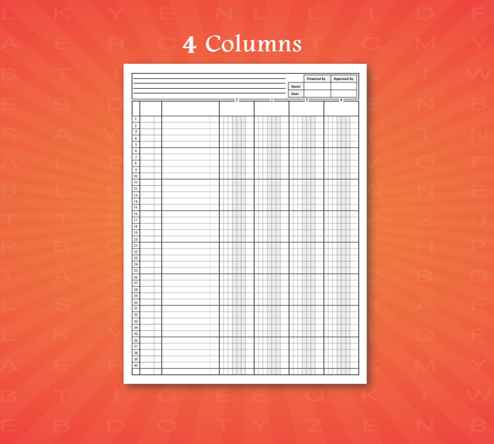 Accounting Ledger Book Column. Printable Columnar Paper. - Etsy