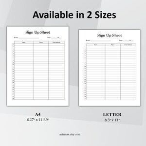 Editable Sign up Sheet. Printable Event Sign-up Sheet. Sign up Template ...