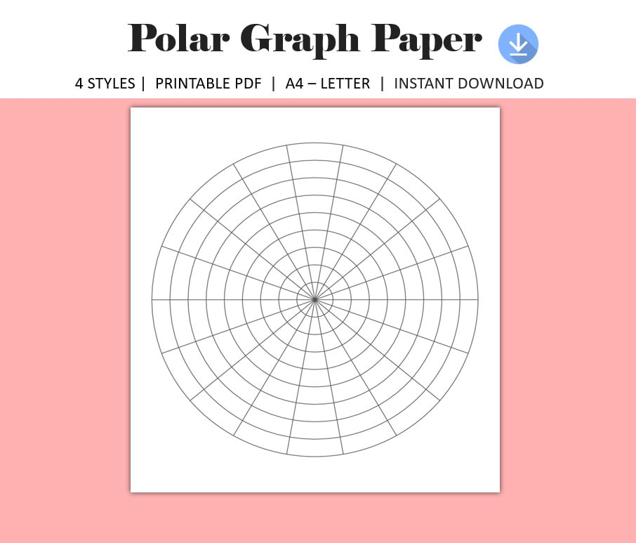 Polar Graph Paper Printable. Circular Graph Paper Notebook. Polar Graph ...