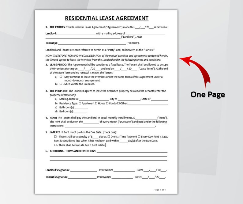 Editable Residential Lease Agreement Template. Printable Rental ... Editable Residential Lease Agreement Template. Printable Rental ...
