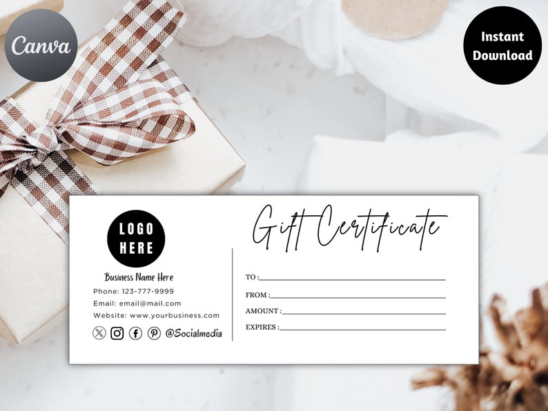 Gift Certificate Template. Editable Gift Card. Printable Gift - Etsy