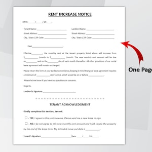Rent Increase Notice Rental Increase Form Printable Editable Word Docx ...