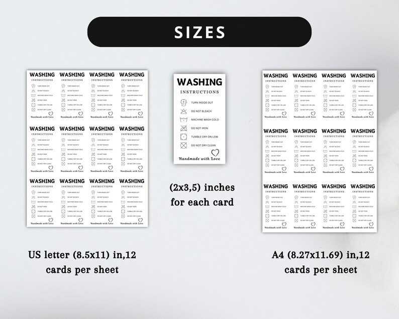 Washing Instructions Card Washing Care Card Printable Tshirt - Etsy