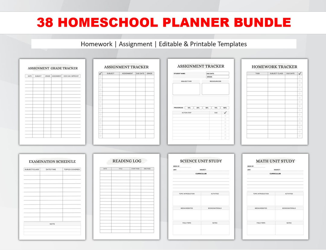 Homeschool Planner Pages Printable. Editable Homeschool Checklist ...