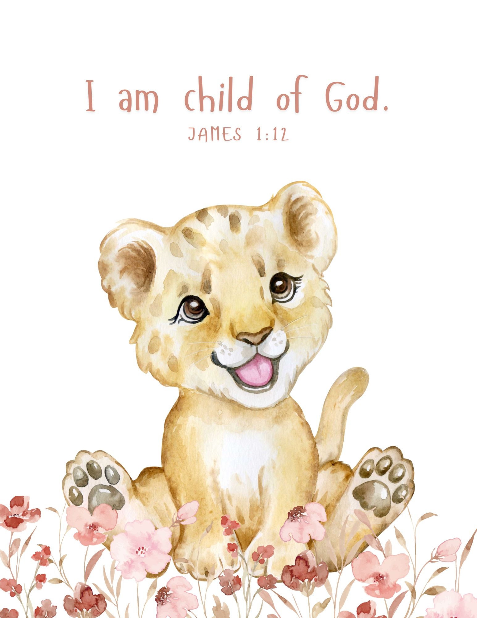 Watercolor Elephant Print, Christian Baby Nursery Decor, Bible Verse ...