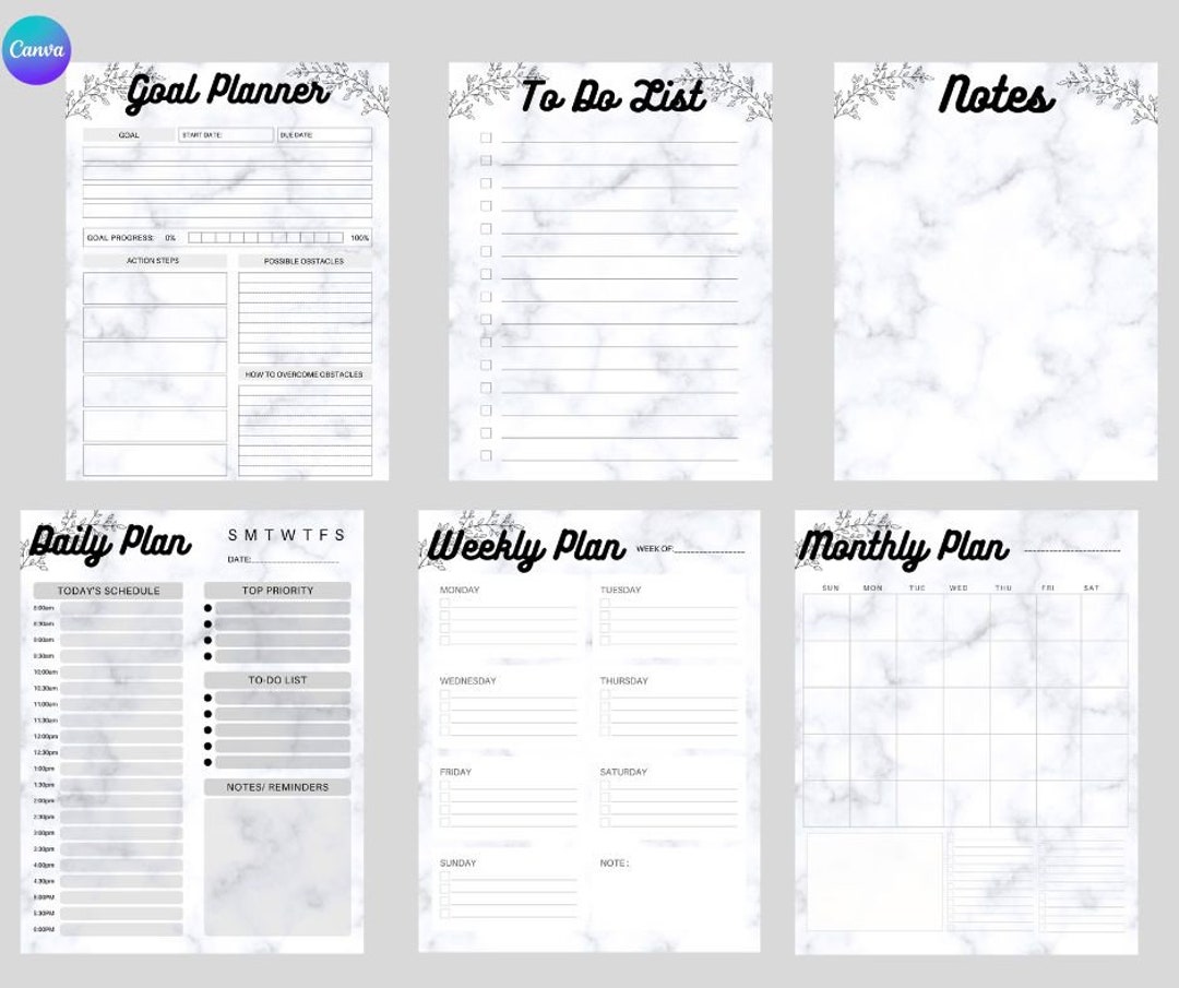 CANVA -planner Templates - Size 8.5x11, Monthly-weekly-daily-goal ...