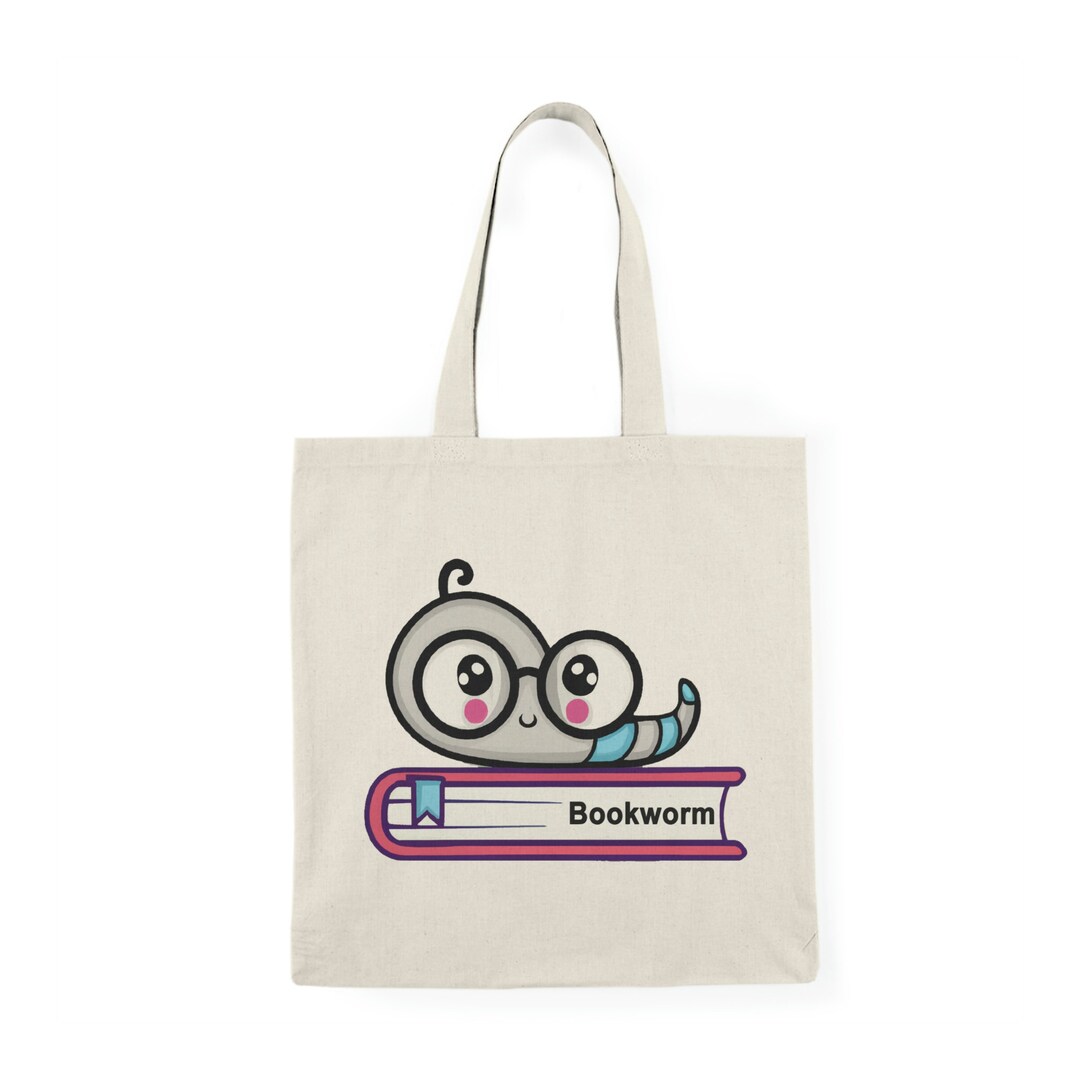 Cute Bookworm Tote Bag - Etsy