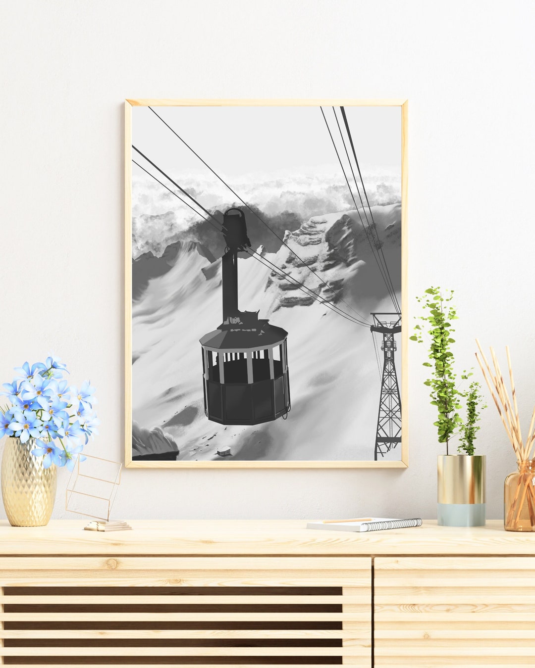 Vintage Ski Lift Print, Mountain Artwork for Skiers and Snowboarders - Etsy