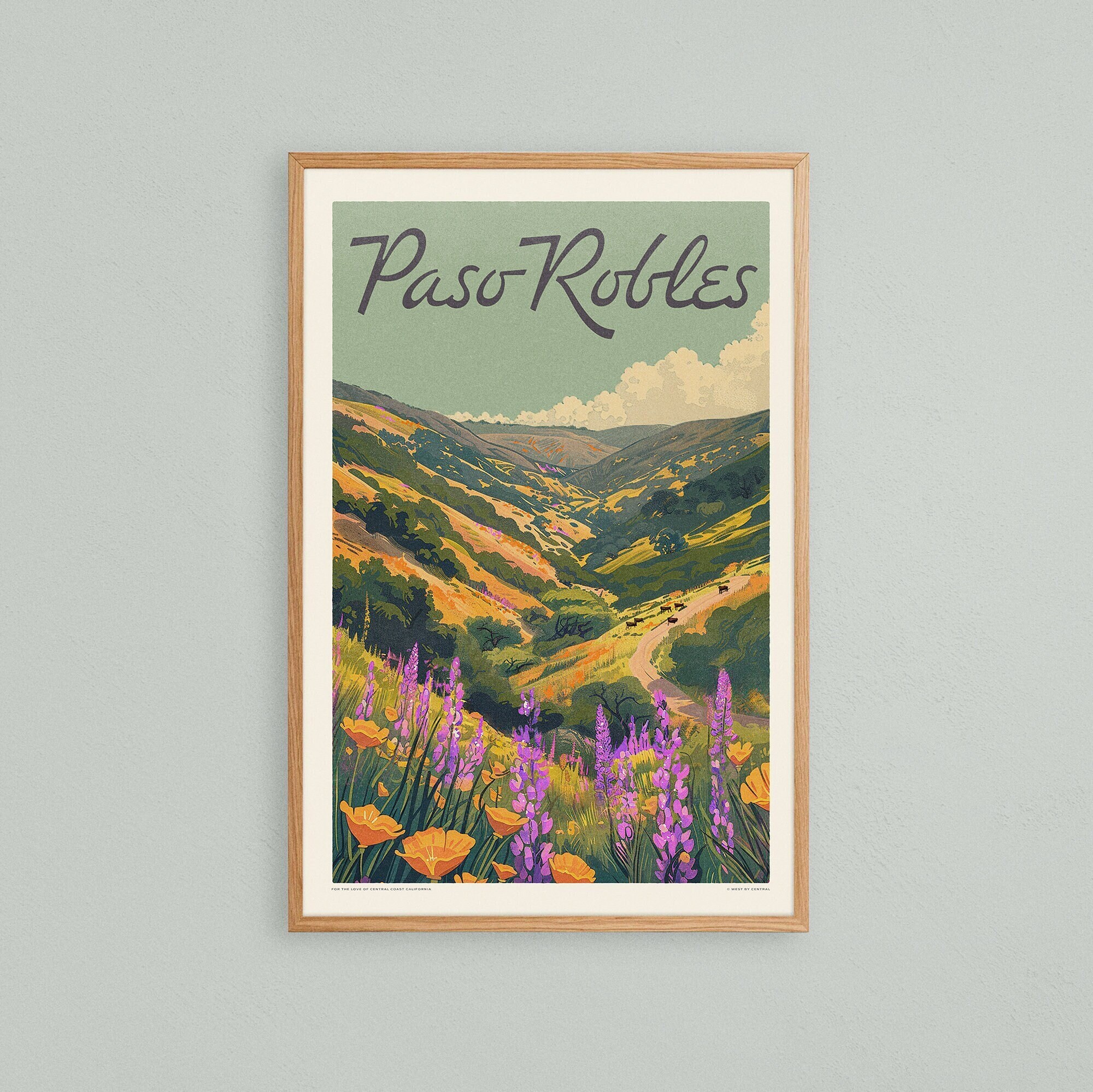 Paso Robles Gift Wall Art Print, Vintage Travel Poster, Central Coast ...