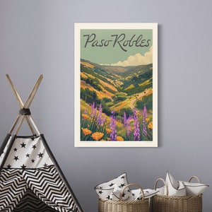 Paso Robles Gift Wall Art Print, Vintage Travel Poster, Central Coast ...