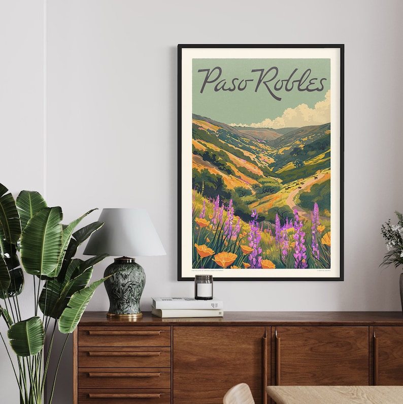 Paso Robles Gift Wall Art Print, Vintage Travel Poster, Central Coast ...