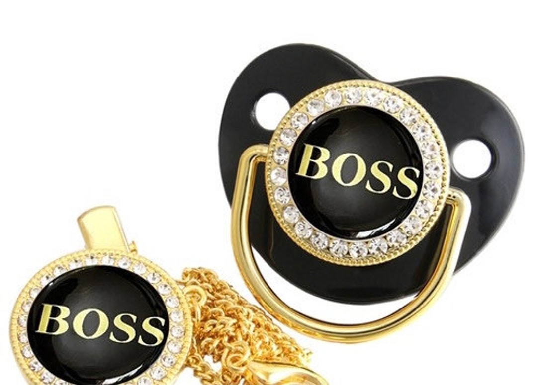 Boss Baby Black and Gold Pacifier With Matching Clip / Boss - Etsy