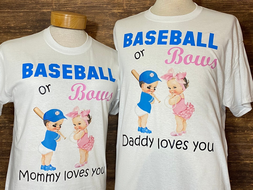 Baseball or Bows Gender Reveal Tshirt / Mommy / Daddy / Grandma / God ...
