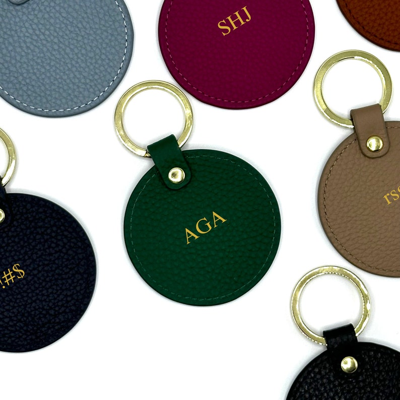 Foil Stamped Leather Round Keychain - Etsy