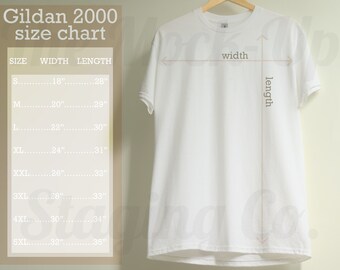 Gildan 2000 Size Chart Gildan G200 Size Guide Gildan 2000 Mockup and ...