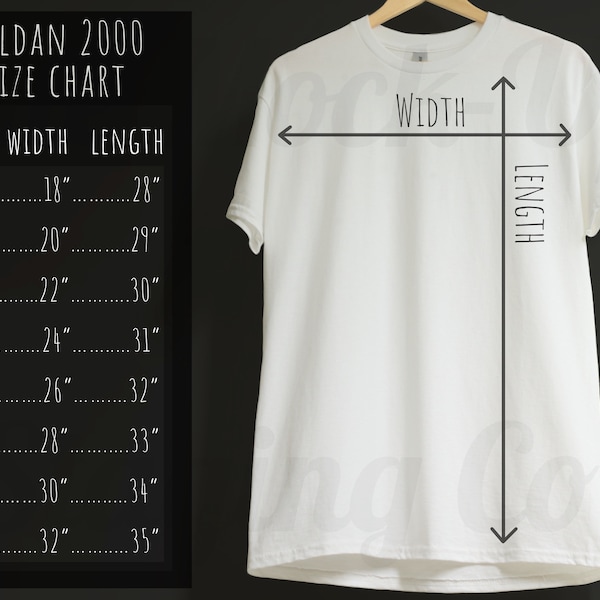 G 2000 Size Chart - Etsy