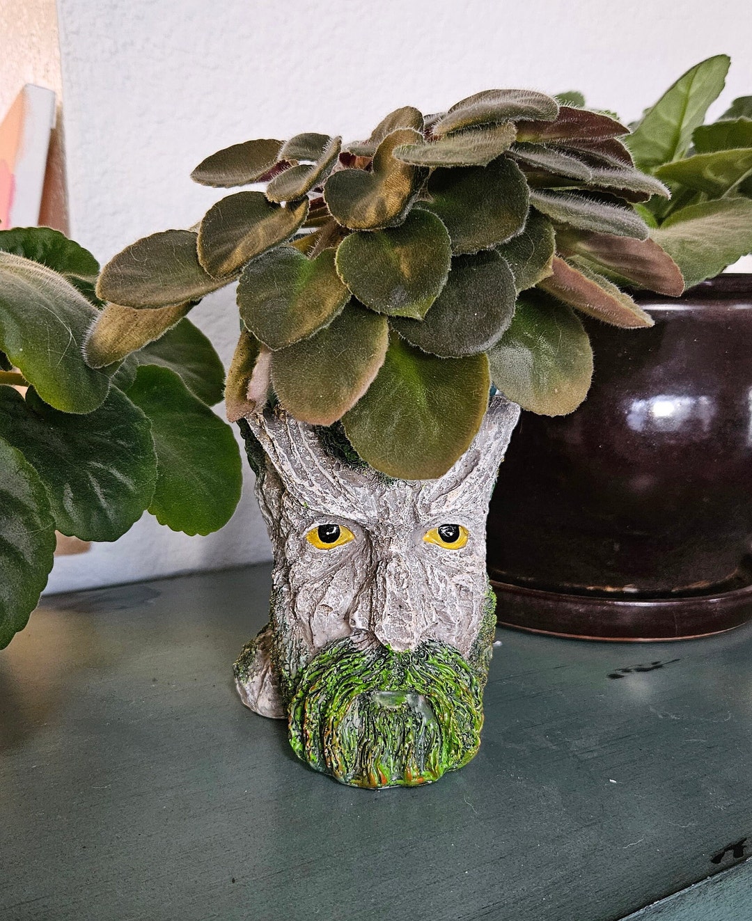 Planter Pot Stone Wise Face Man Wizard Indoor Outdoor - Etsy