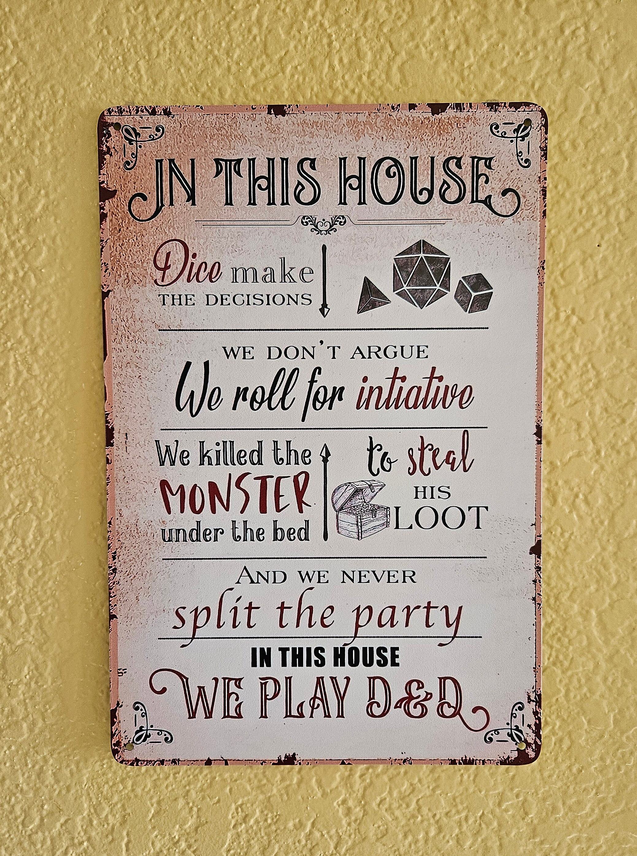 Metal Gaming Sign, Vintage Look, in This House We Play D&D - Etsy