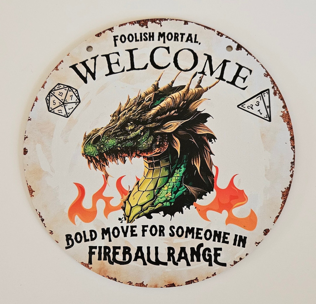 Welcome Sign Dragon Fireball Foolish Mortal - Etsy