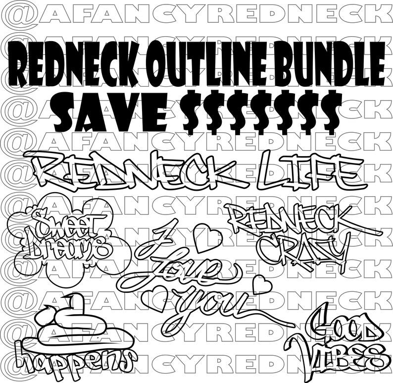 Redneck Outline 6pk Bundle! Svg Png Jpg Dxf Digital Cut Files for Cricut, Bundle 6 Images! SAVE ...