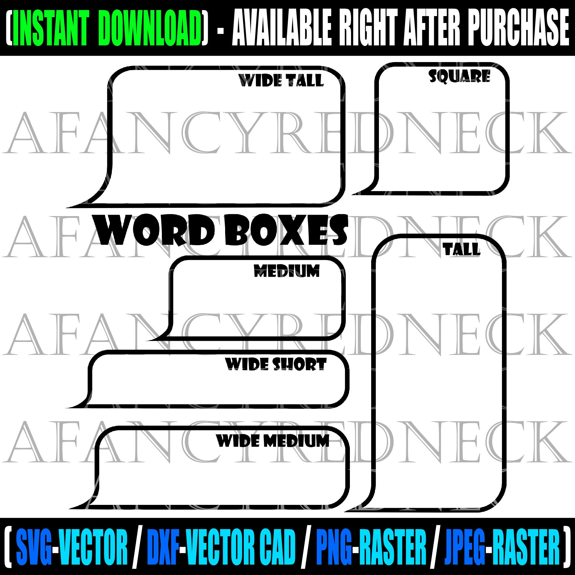 Word Boxes Svg Png Jpg Dxf Digital Cut Files for Cricut - Etsy