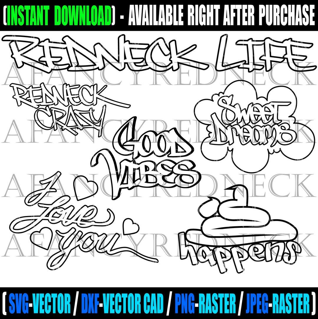 Redneck Outline 6pk Bundle! Svg Png Jpg Dxf Digital Cut Files for ...