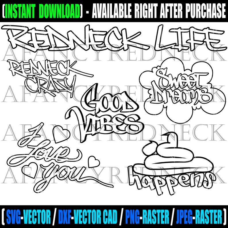 Redneck Outline 6pk Bundle! Svg Png Jpg Dxf Digital Cut Files for ...