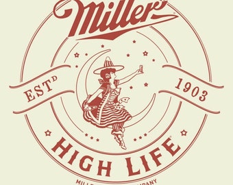 4.25 Miller High Life Girl in the Moon Vinyl Sticker. Champagne of ...