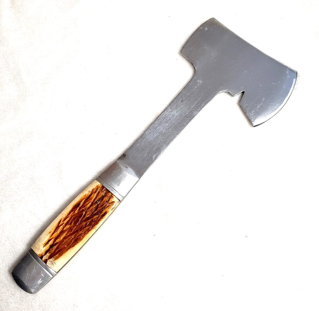 Vintage Japanese Stag Antler Handle Hatchet Axe 10.5 Long 4 Head VGC No ...