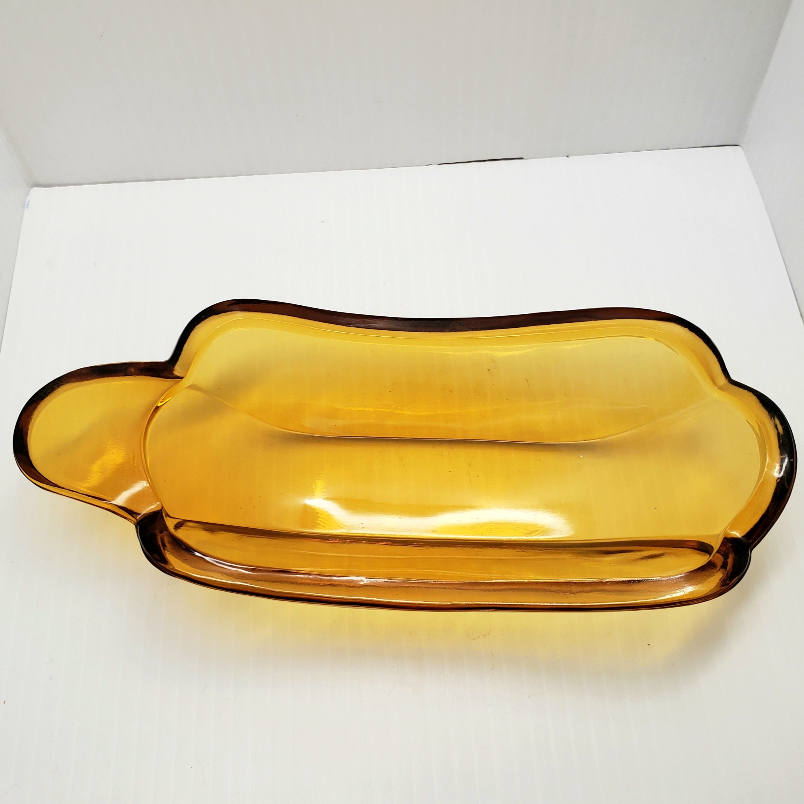 Vintage Amber Glass Banana Split Dish - Etsy