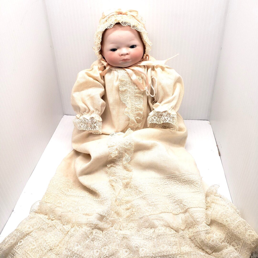 Vintage 1977 Lucille Garrard Porcelain Head Baby Doll in Sleep Dress ...