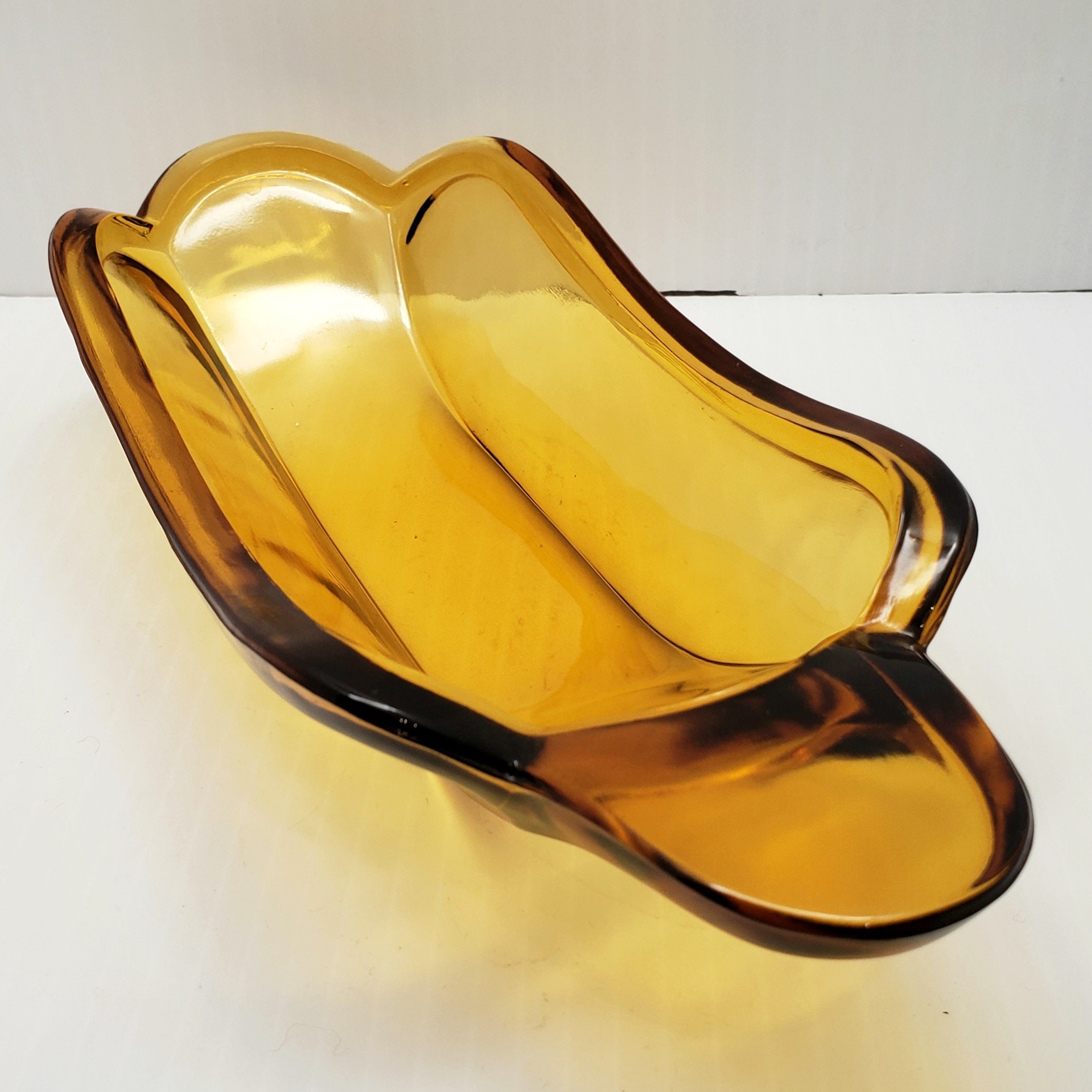 Vintage Amber Glass Banana Split Dish - Etsy