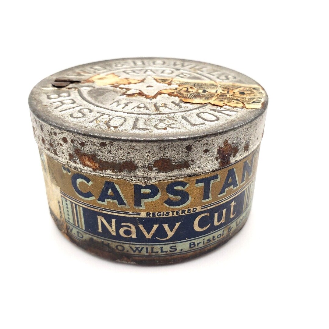 Vintage Capstan Navy Cut Medium Strength Round Metal Tobacco Tin Fair ...