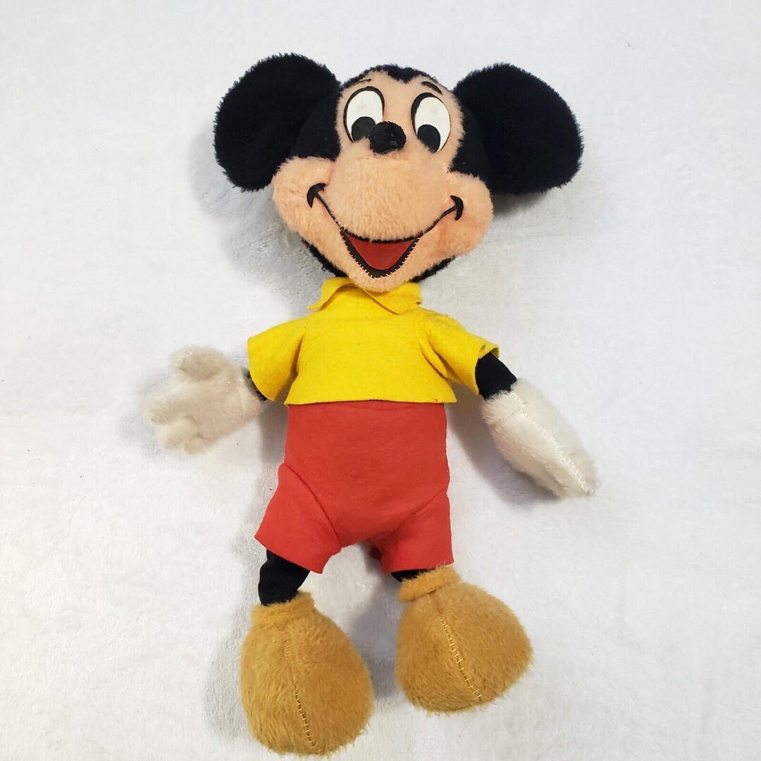 Vintage 1960s 18 Stuffed Mickey Mouse Plush Doll With Original Felt Outfit Guc Etsy