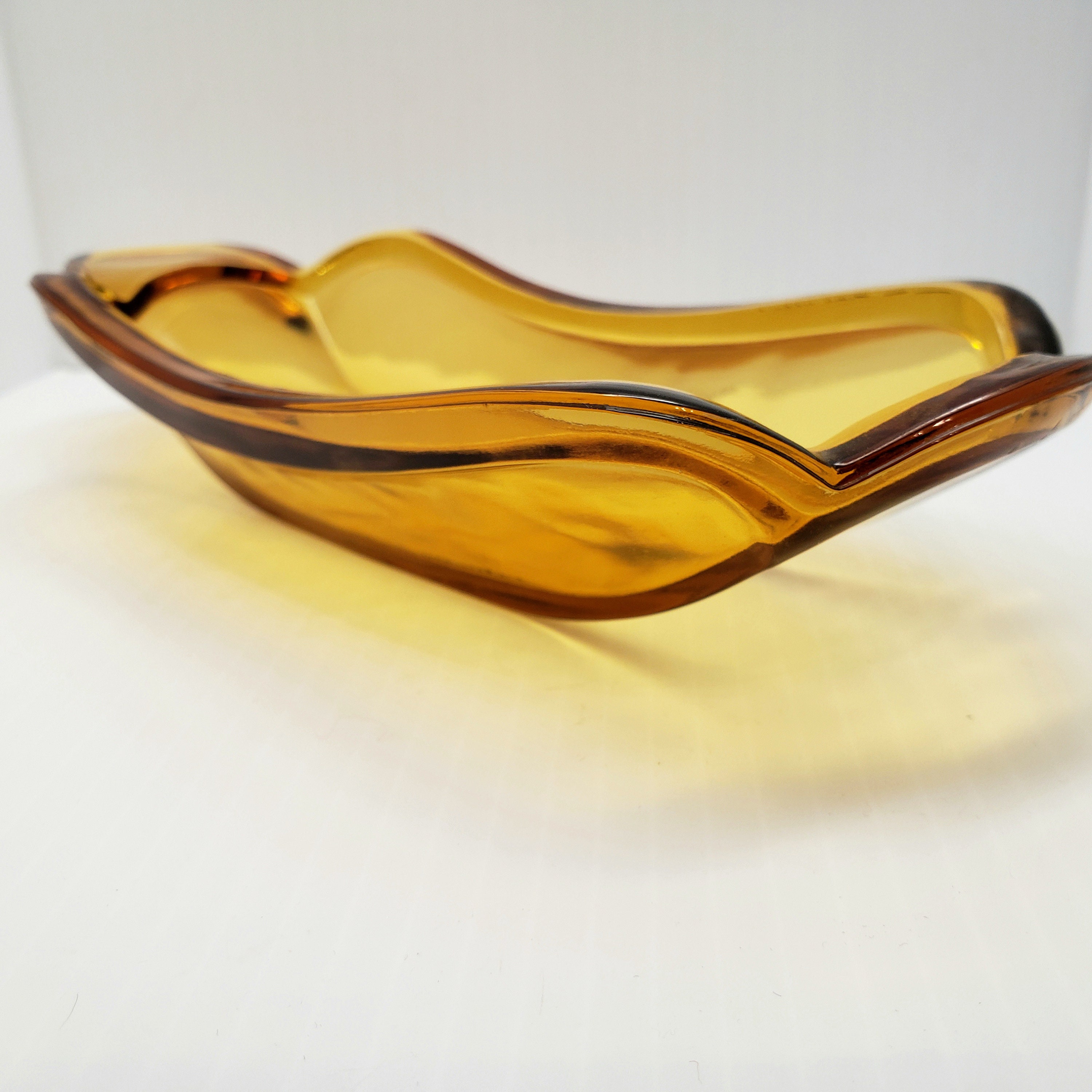 Vintage Amber Glass Banana Split Dish - Etsy